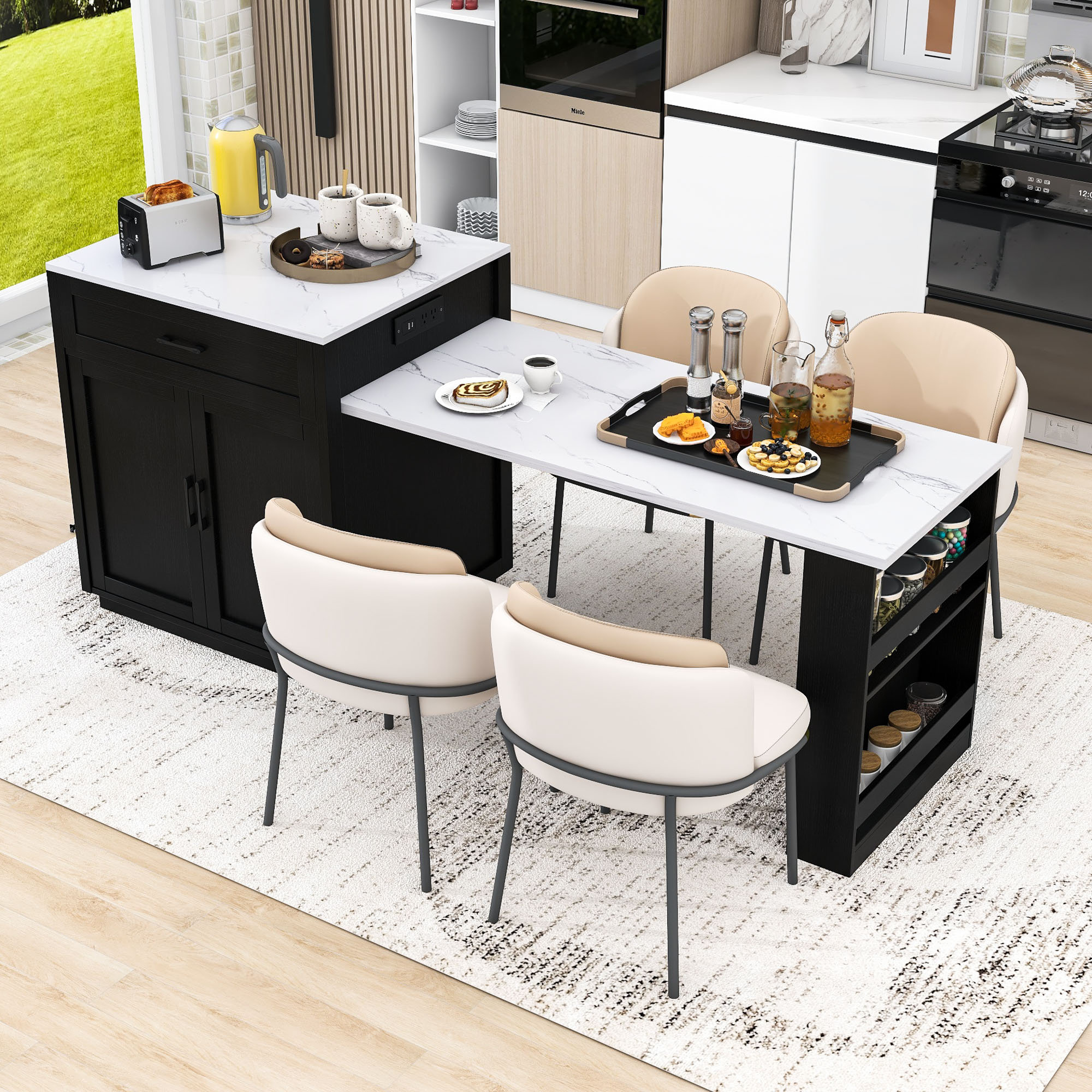 Kitchen island with built in table store